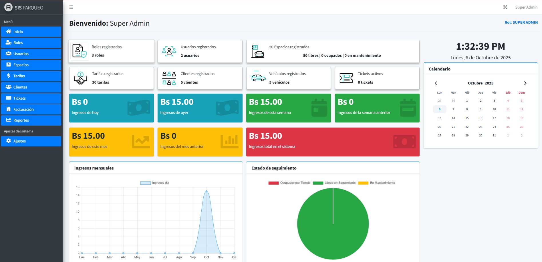Código fuente completo de SISTEMA DE GESTIÓN DE PARQUEO con LARAVEL php y mysql fullstack